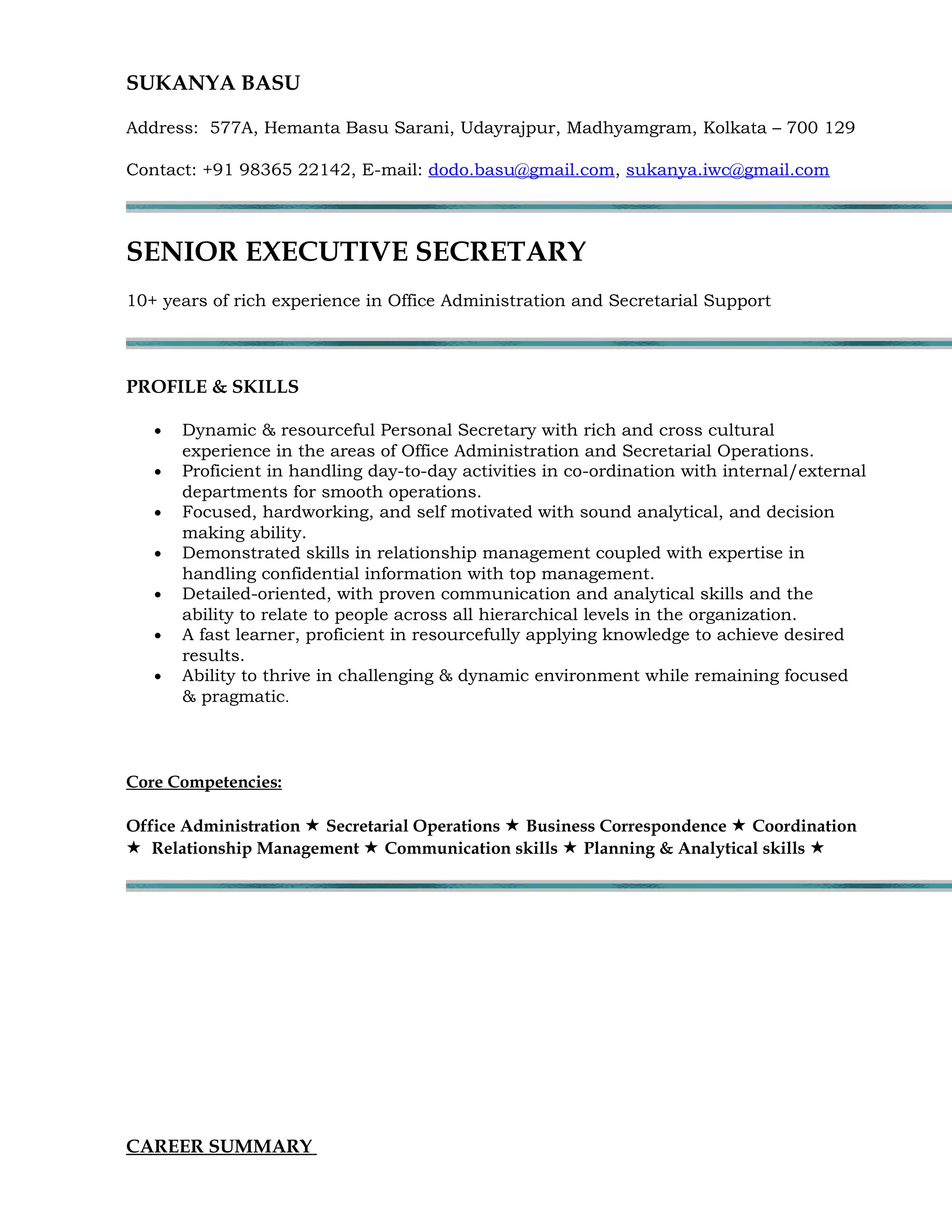 SUKANYA BASU - CV | DOC