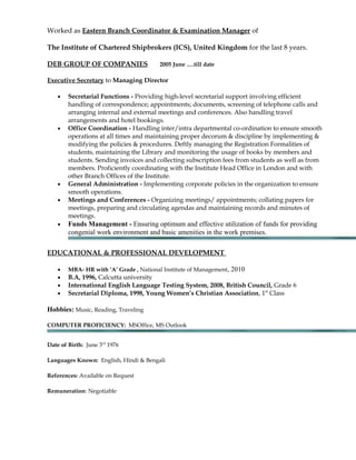 SUKANYA BASU - CV | DOC