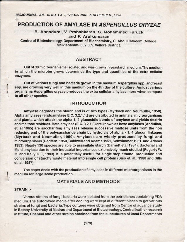 02.Production of Amylase in Aspergillus oryzae | PDF