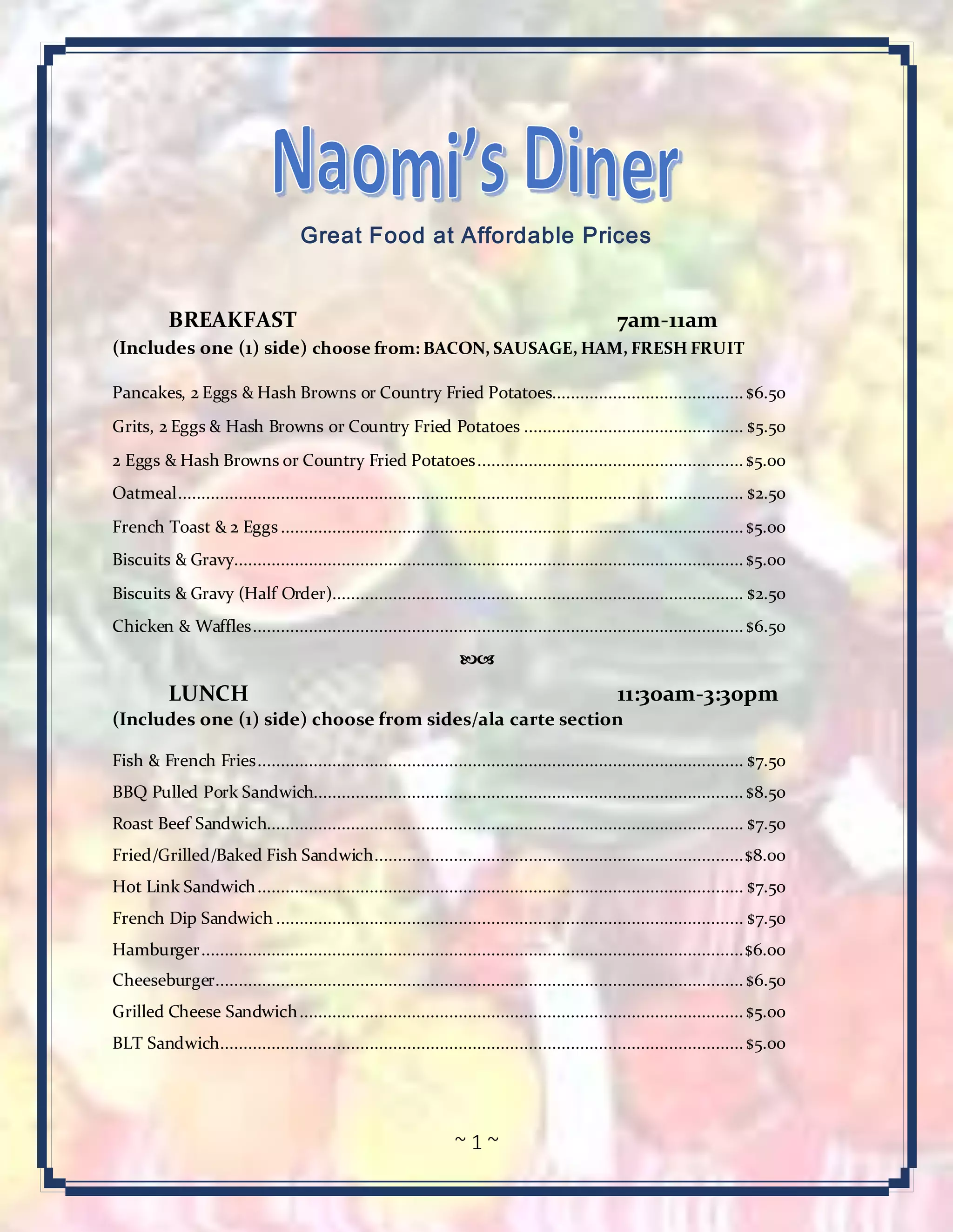 Official Menu_Great Food at Affordable Prices | DOCX | Food Industry ...