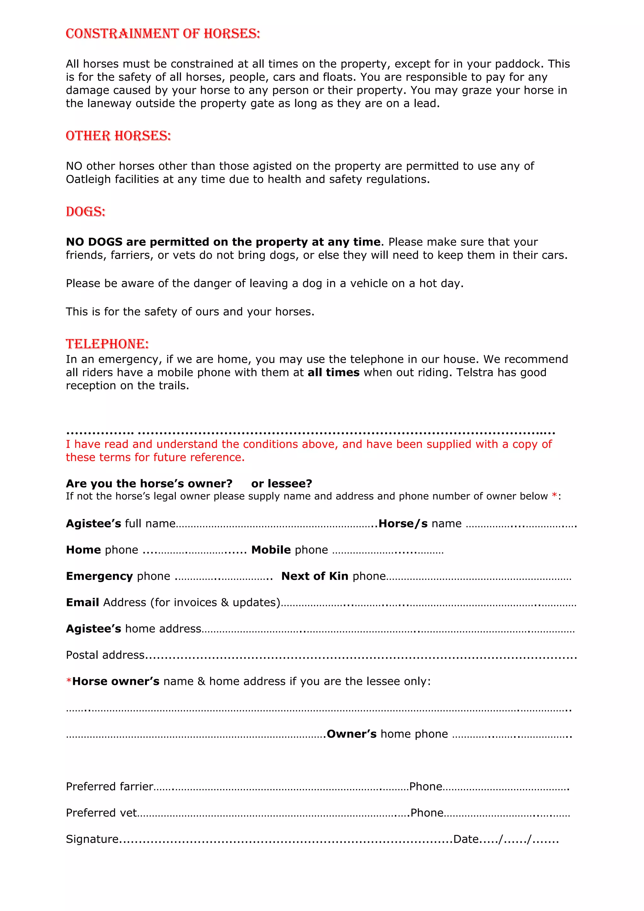 agistment contract | PDF