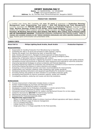 Henry Suguna Raj. | DOCX | Mechanical and Industrial Engineering ...