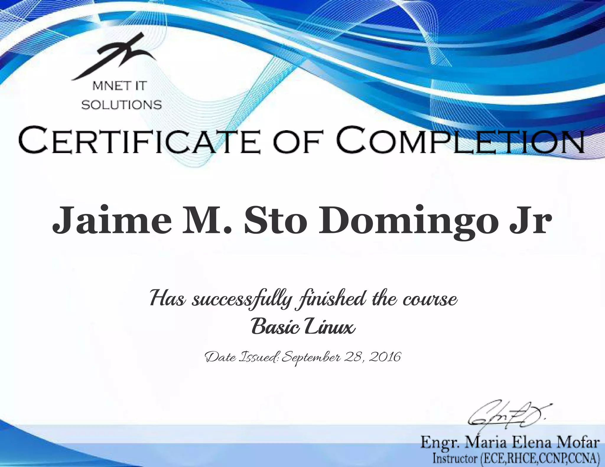 Certificate for Basic Linux | PPT