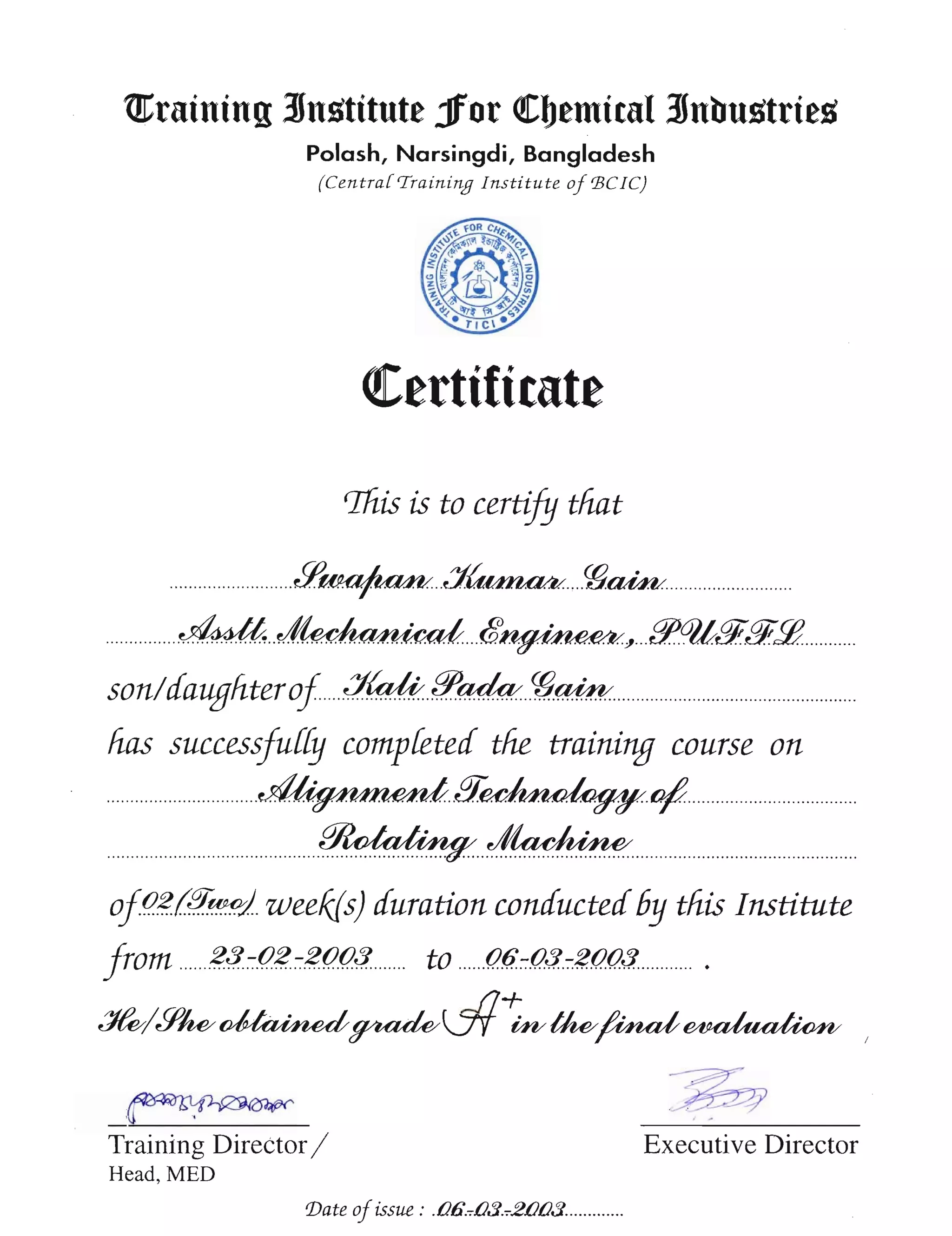 Training Certificates | PDF