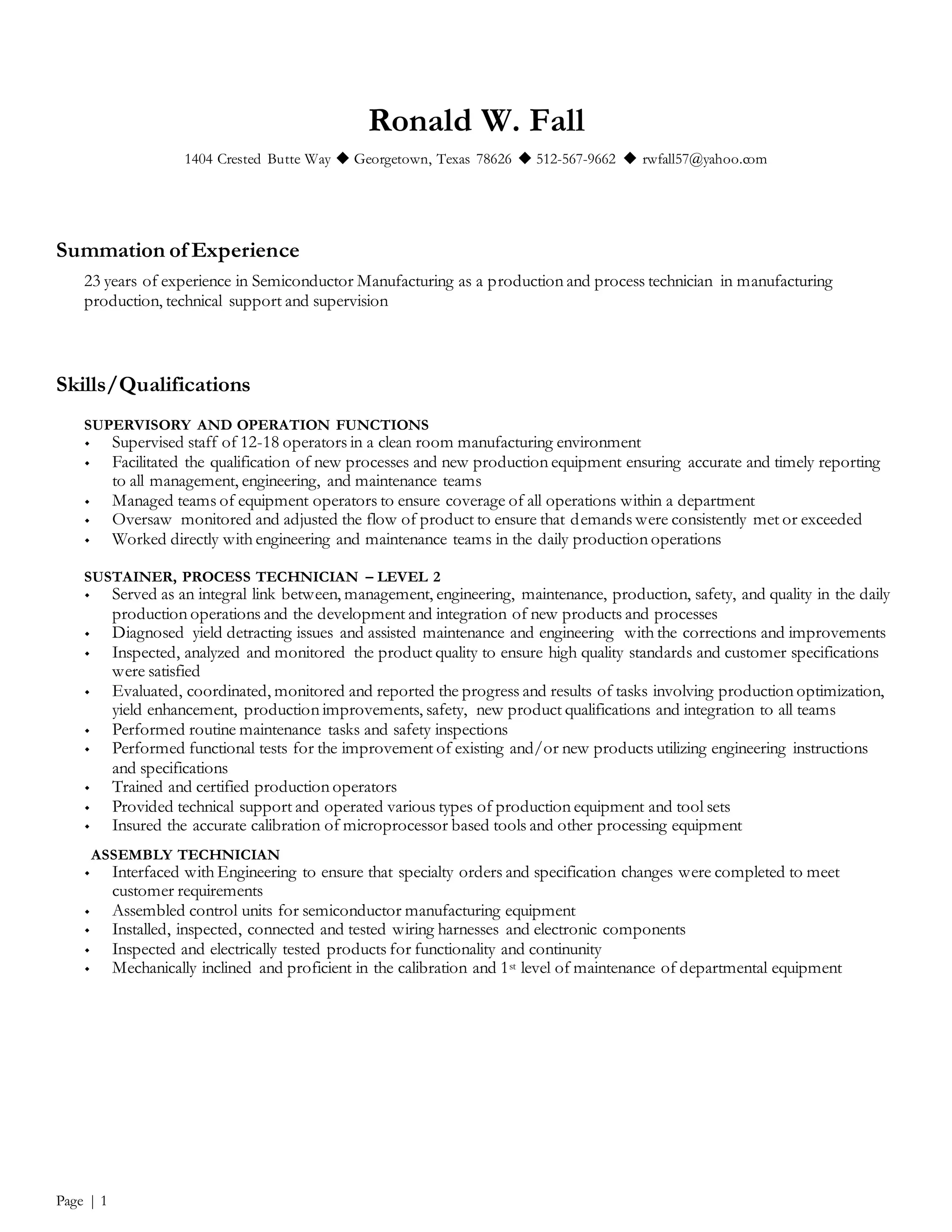 Ron's Resume | DOCX
