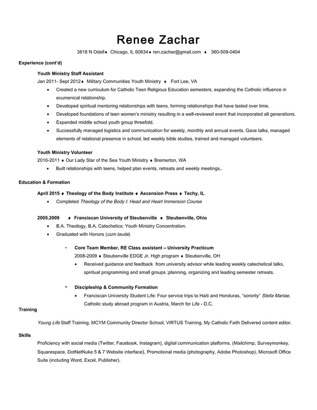 Renee Zachar Resume 2016 | DOC