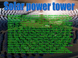Solar energy and solar Thermal Concentrator | PPT