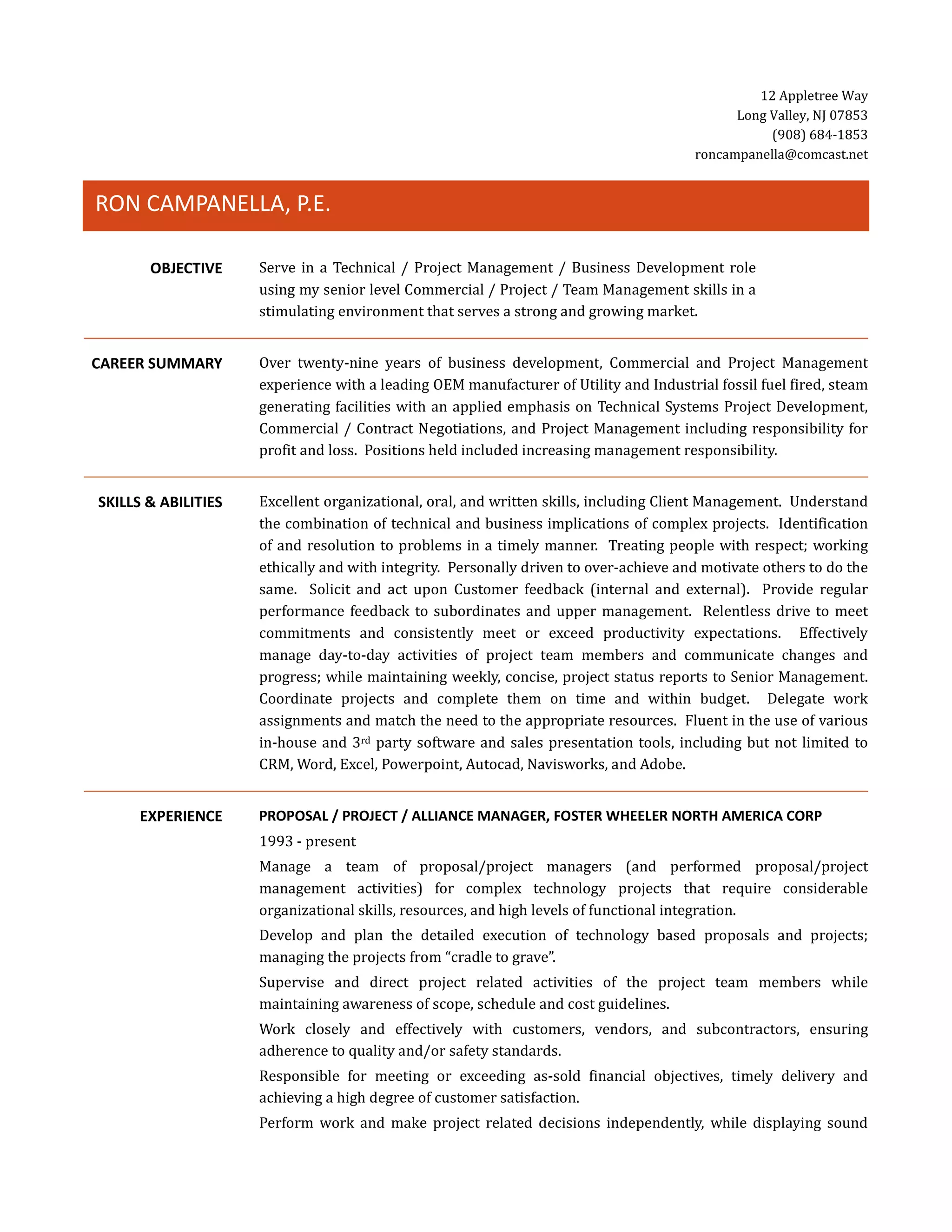 Ron Campanella Resume January 2017 | PDF
