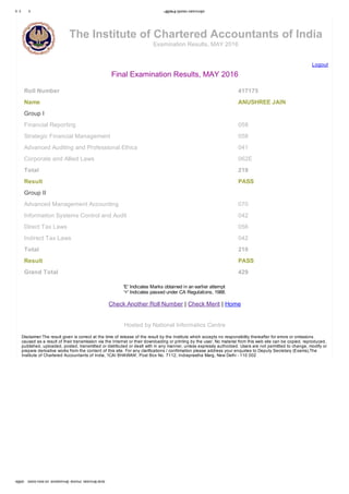 ICAI Exam Results | PDF