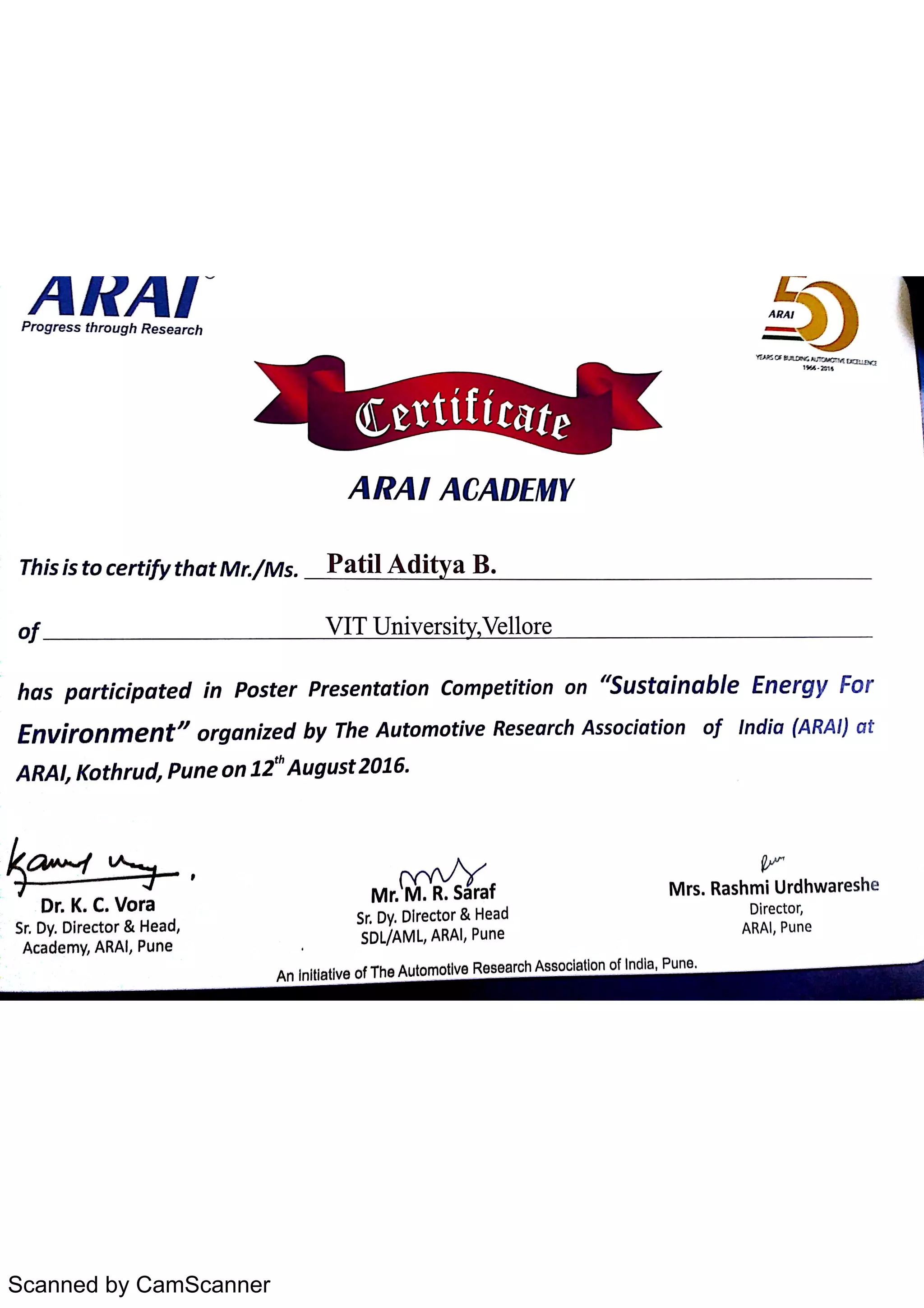 Poster Presentation Certificate | PDF