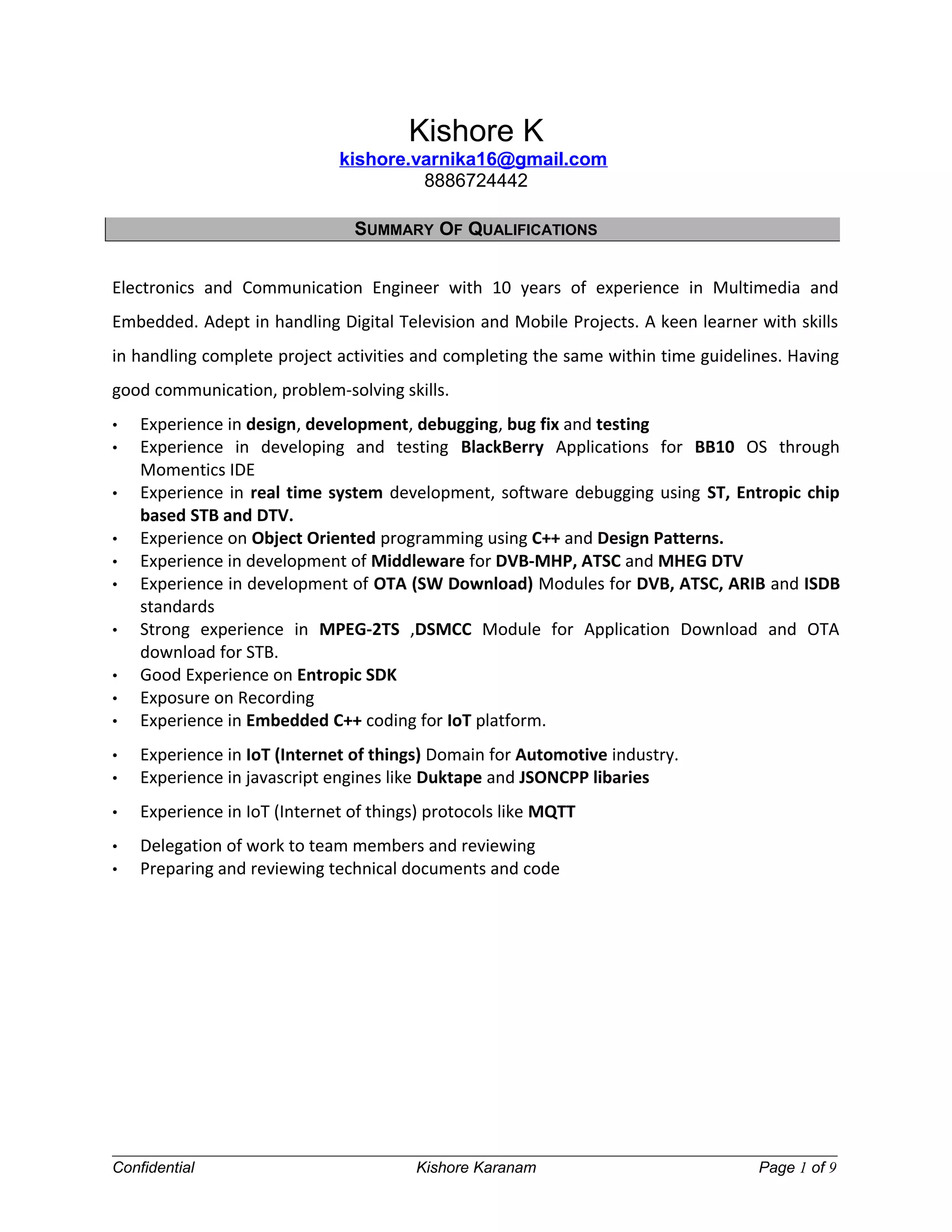 KISHORE_RESUME_Ver2.0 | PDF