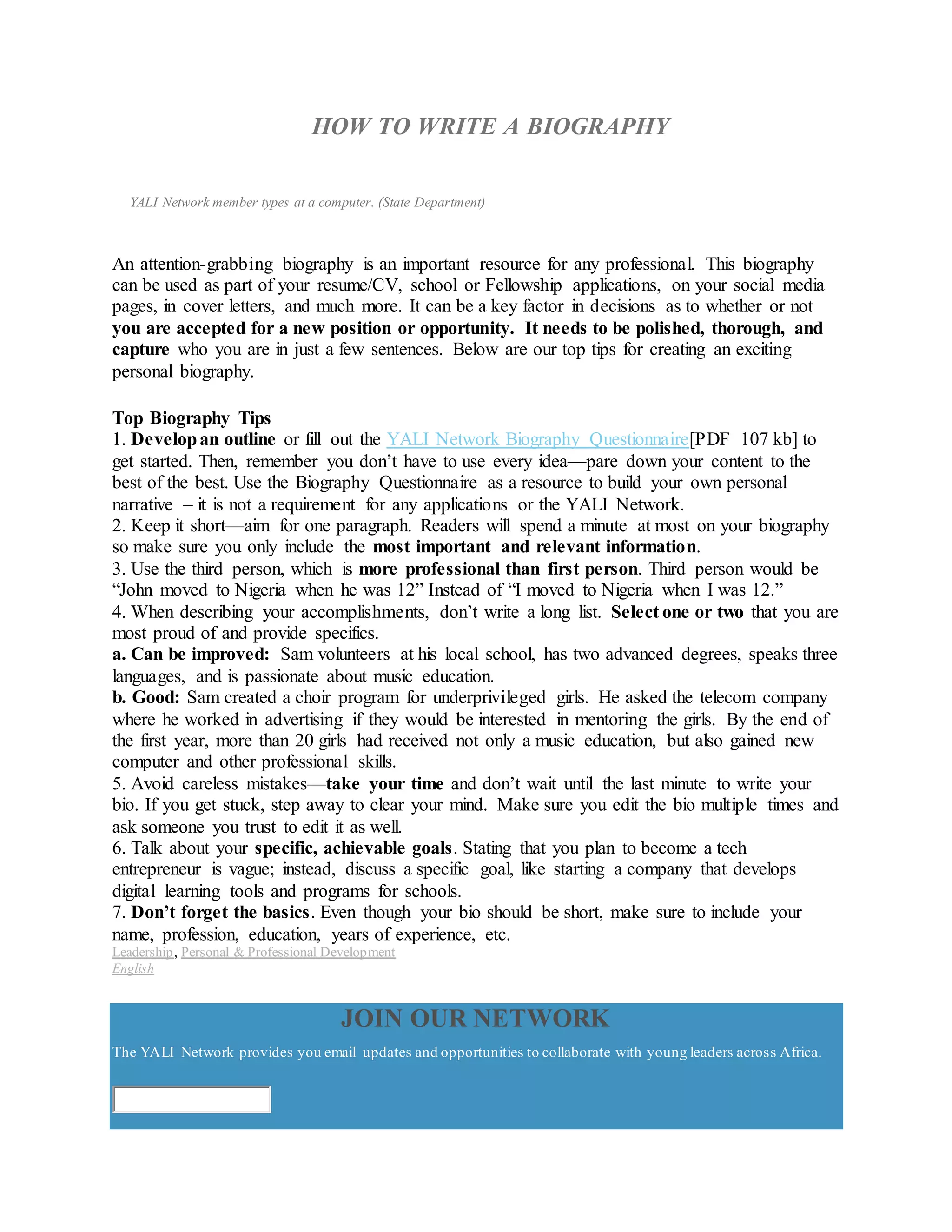 HOW TO WRITE A BIOGRAPHY | DOCX