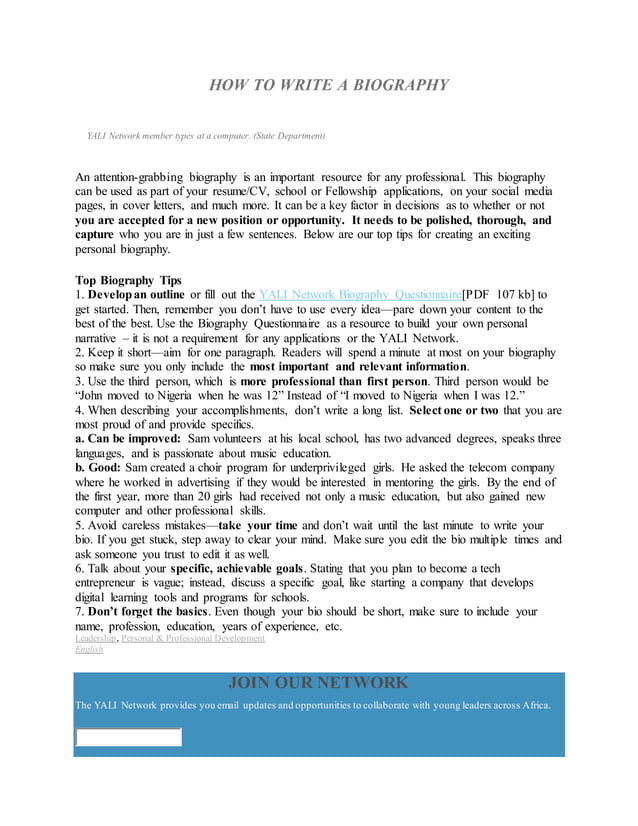 HOW TO WRITE A BIOGRAPHY | DOCX