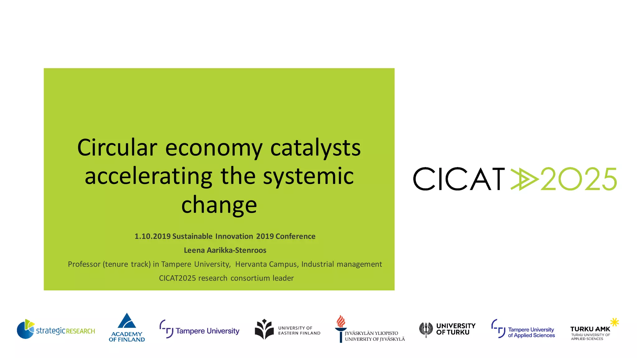 CICAT2025: Circular economy catalysts accelerating the systemic change | PPT