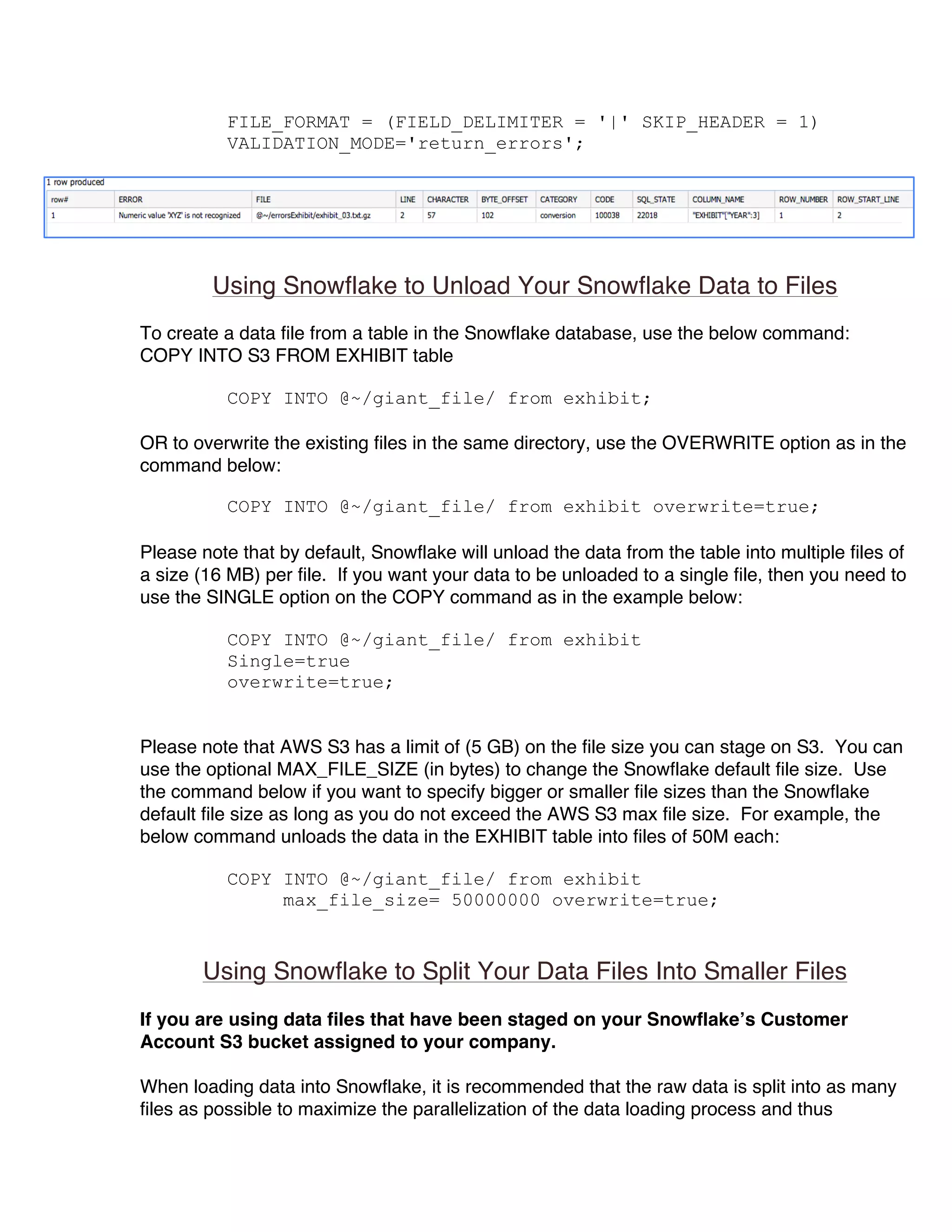 Load & Unload Data TO and FROM Snowflake (By Faysal Shaarani) | PDF