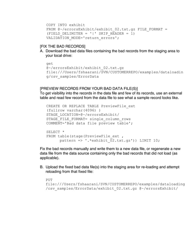 Load & Unload Data TO and FROM Snowflake (By Faysal Shaarani) | PDF