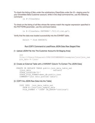 Load & Unload Data TO and FROM Snowflake (By Faysal Shaarani) | PDF