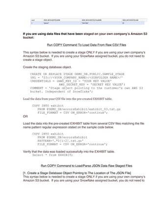 Load & Unload Data TO and FROM Snowflake (By Faysal Shaarani) | PDF