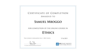 Ethics Certificate | PPT