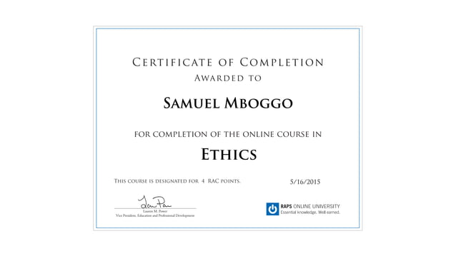 Ethics Certificate | PPT