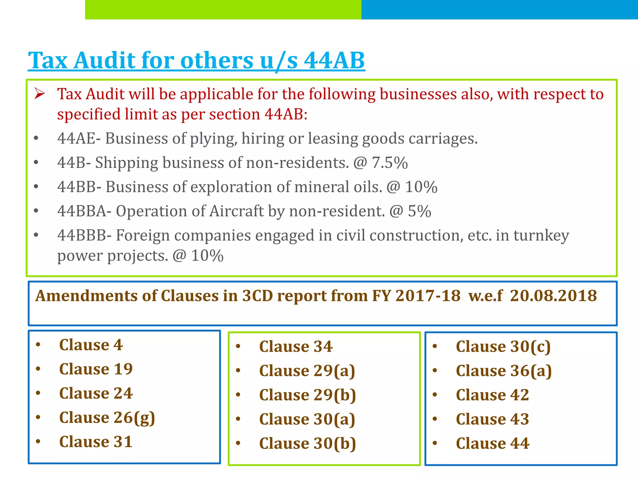 Revised 3CD of 44AB Tax Audit Check List FY 2017-18 | PPTX