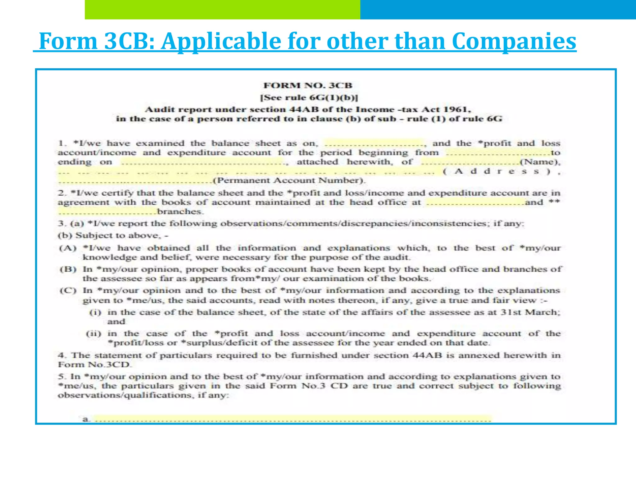 Revised 3CD of 44AB Tax Audit Check List FY 2017-18 | PPT