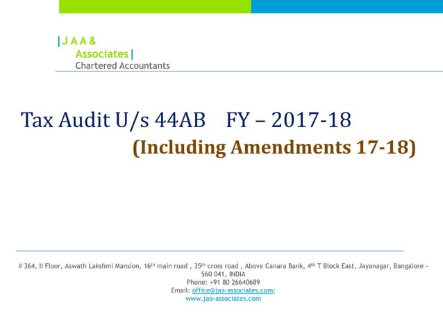 Revised 3CD of 44AB Tax Audit Check List FY 2017-18 | PPT