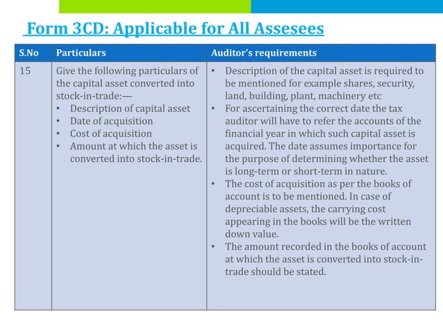 Revised 3CD of 44AB Tax Audit Check List FY 2017-18 | PPT