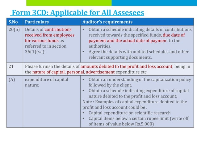 Revised 3CD of 44AB Tax Audit Check List FY 2017-18 | PPT