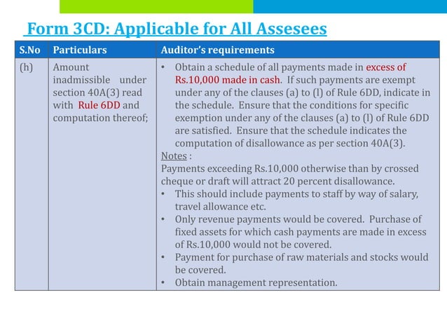 Revised 3CD of 44AB Tax Audit Check List FY 2017-18 | PPT