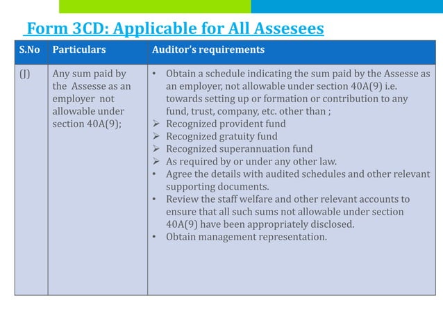 Revised 3CD of 44AB Tax Audit Check List FY 2017-18 | PPT