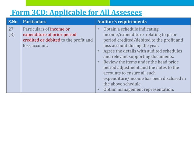 Revised 3CD of 44AB Tax Audit Check List FY 2017-18 | PPT