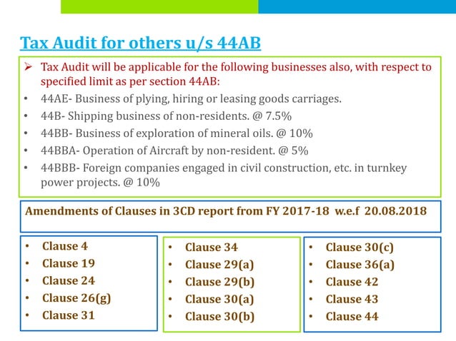 Revised 3CD of 44AB Tax Audit Check List FY 2017-18 | PPT