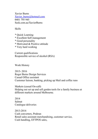 Xavier's Resume 2016 | PDF