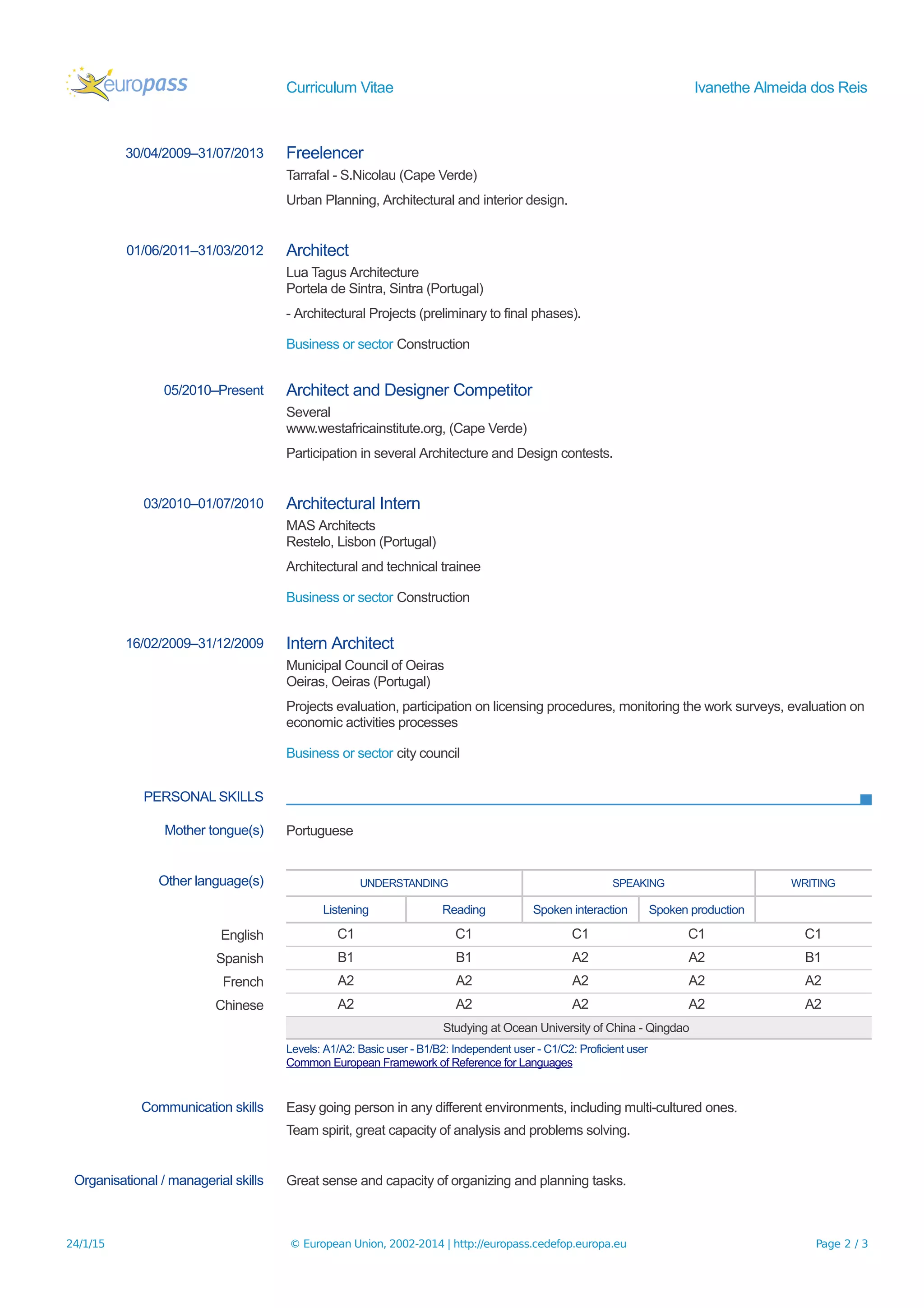 Europass-CV-20150124-AlmeidaDosReis-EN | PDF