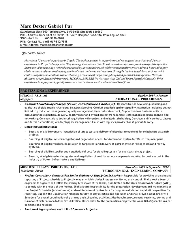 Marc Dexter Par_Latest CV | DOCX | Civil Engineering Industry | Industries