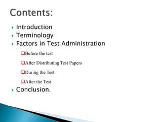 Factors in Test Administration | PPTX