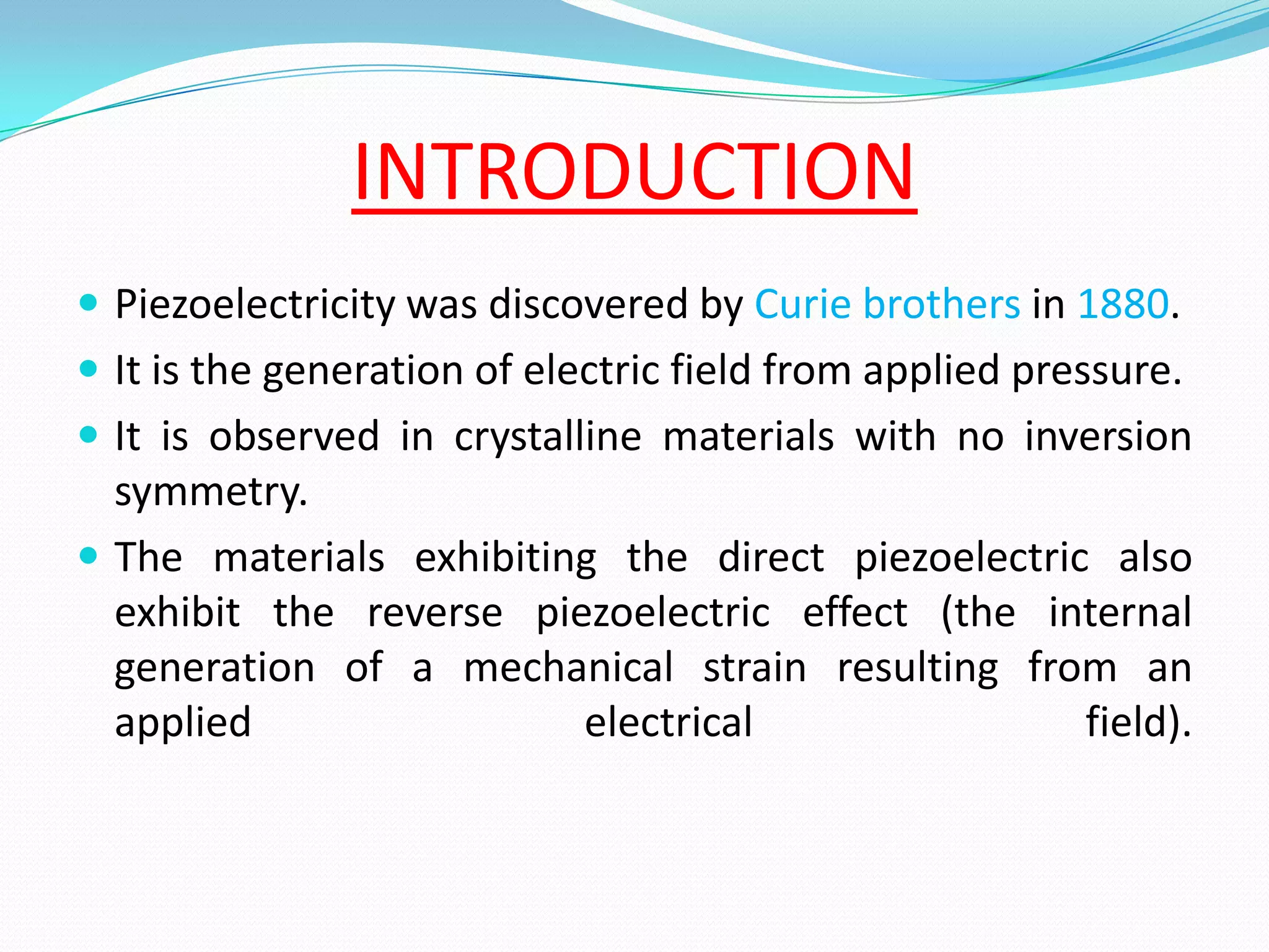 Piezoelectricity & Its Applications | PPTX