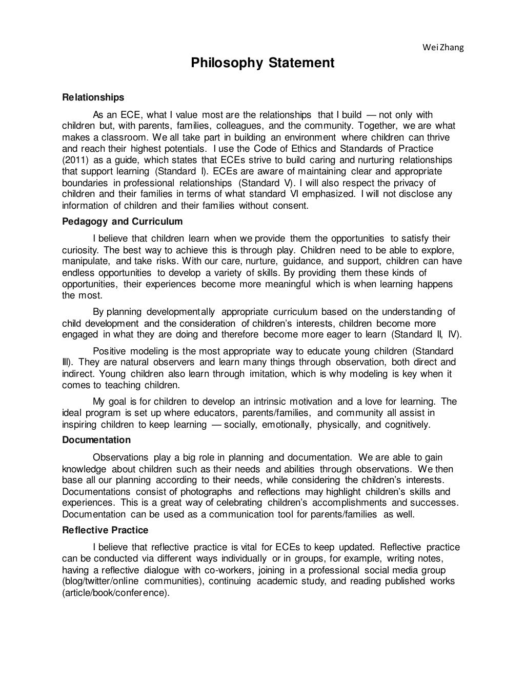 Philosophy Statement Philosophy Statement