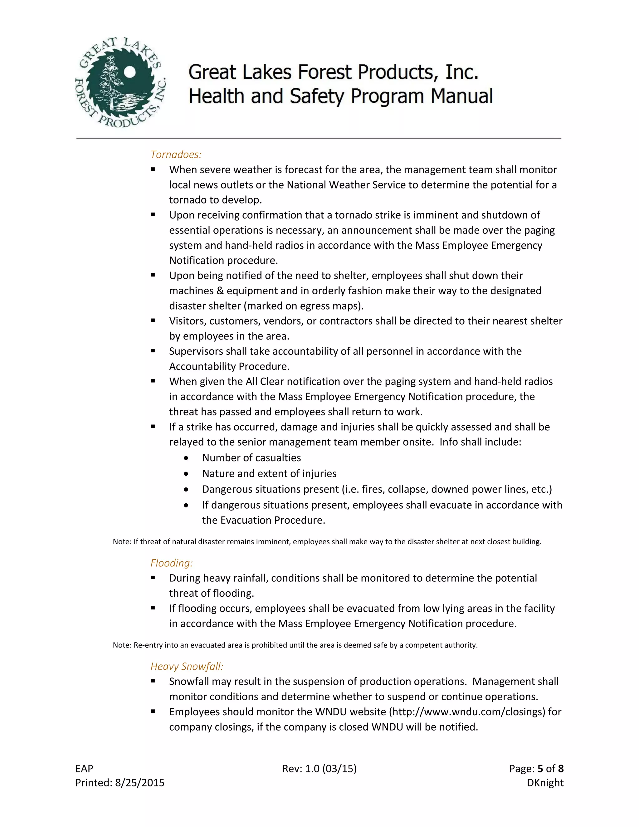 Emergency Action Plan | PDF