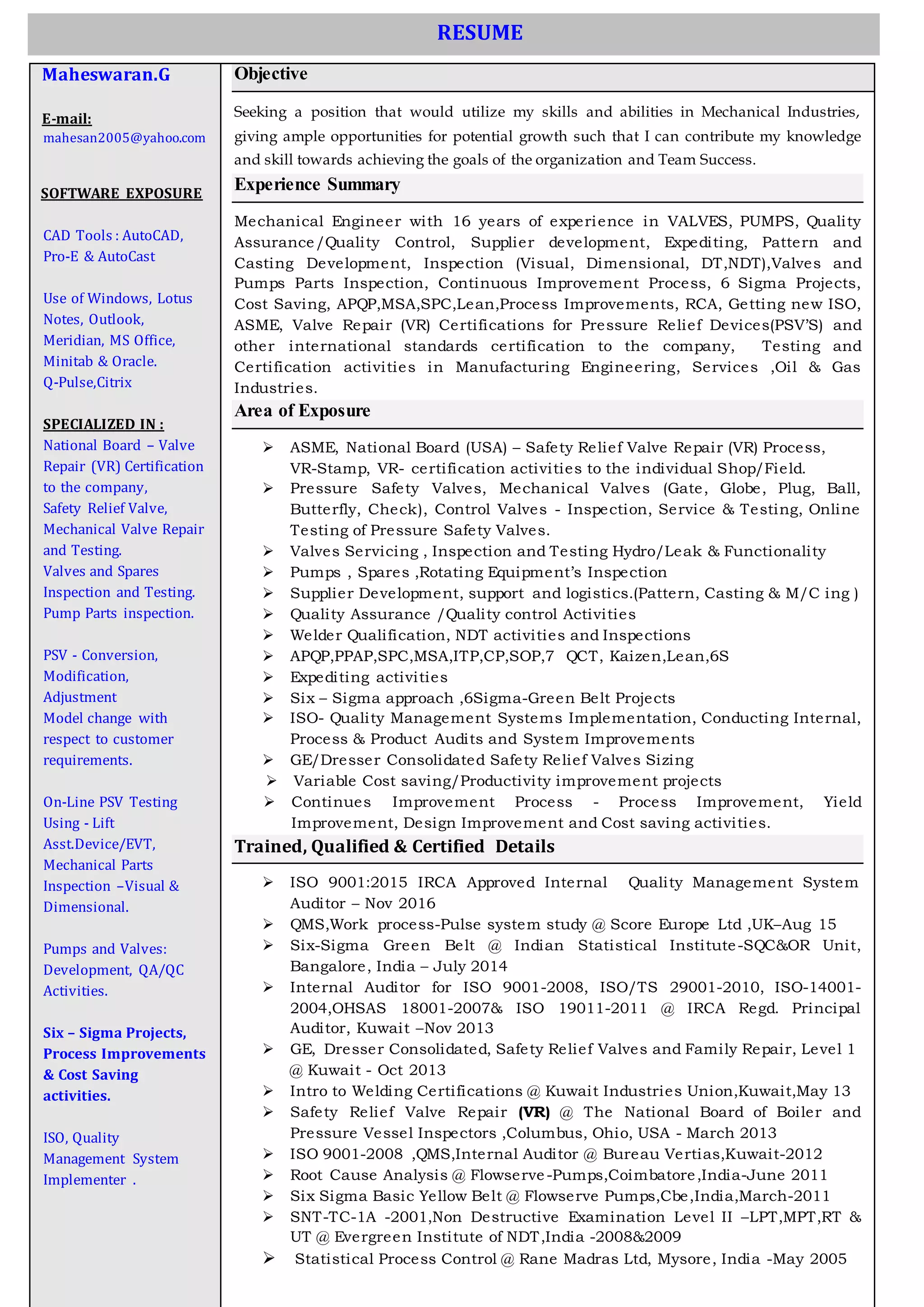 Maheswaran Resume | DOCX