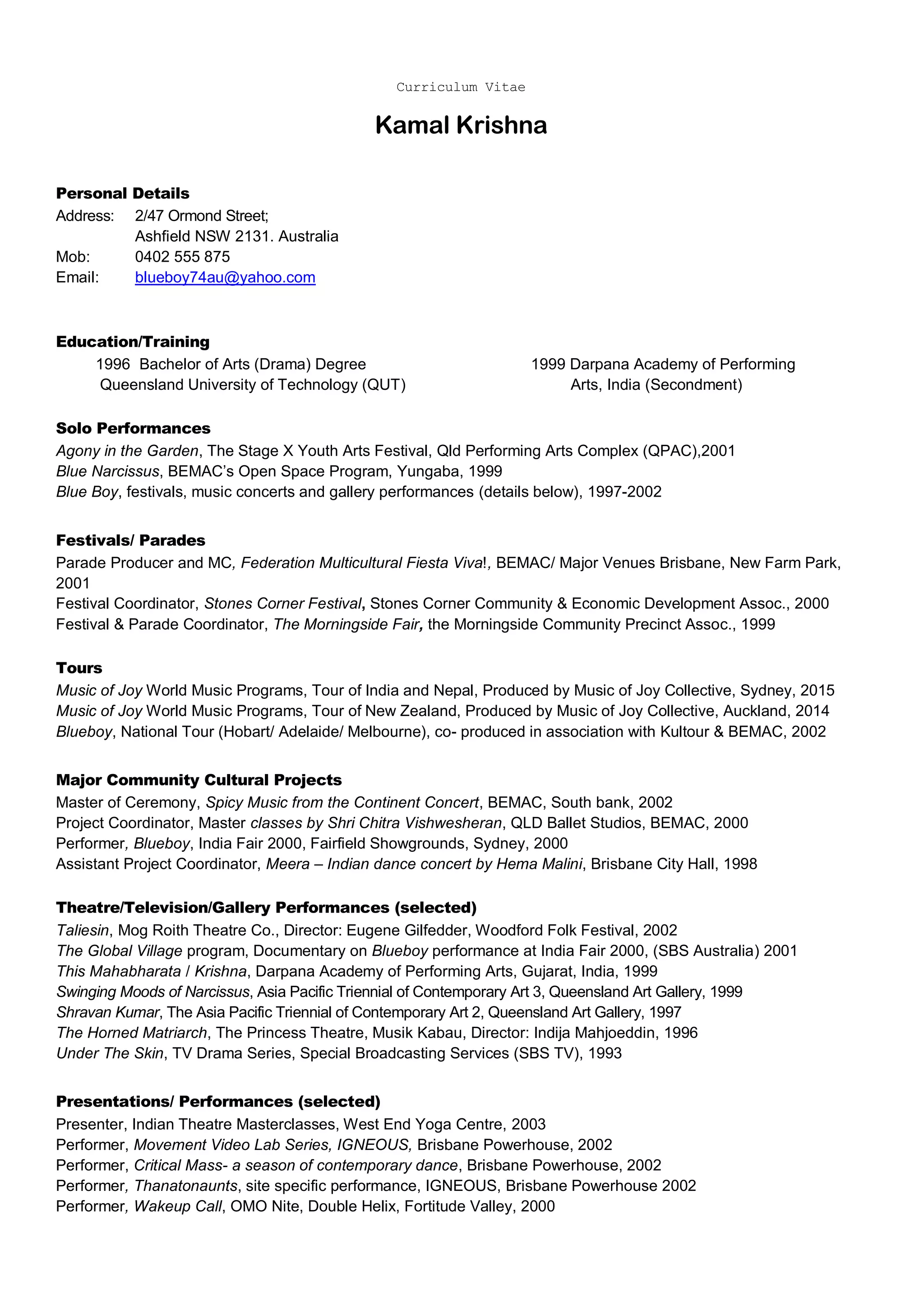 Kamal Krishna CV | PDF