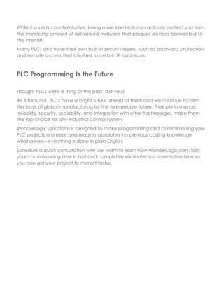 The Future of PLC Programming by WonderLogix | PDF