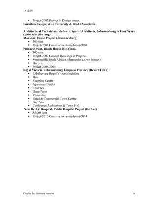 Dumisani Manewe cv(Architecture) 26.01.2015