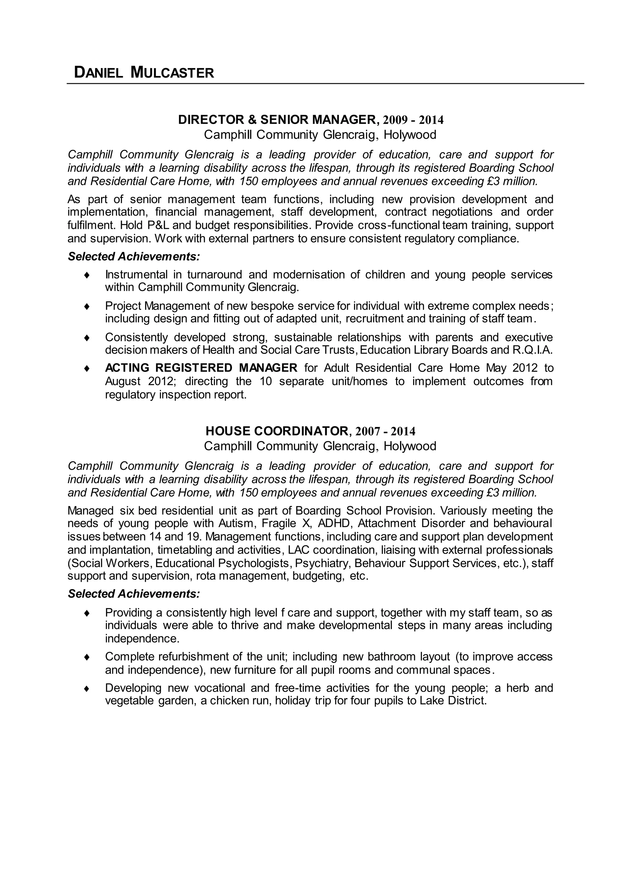 Daniel Mulcaster Resume | DOCX