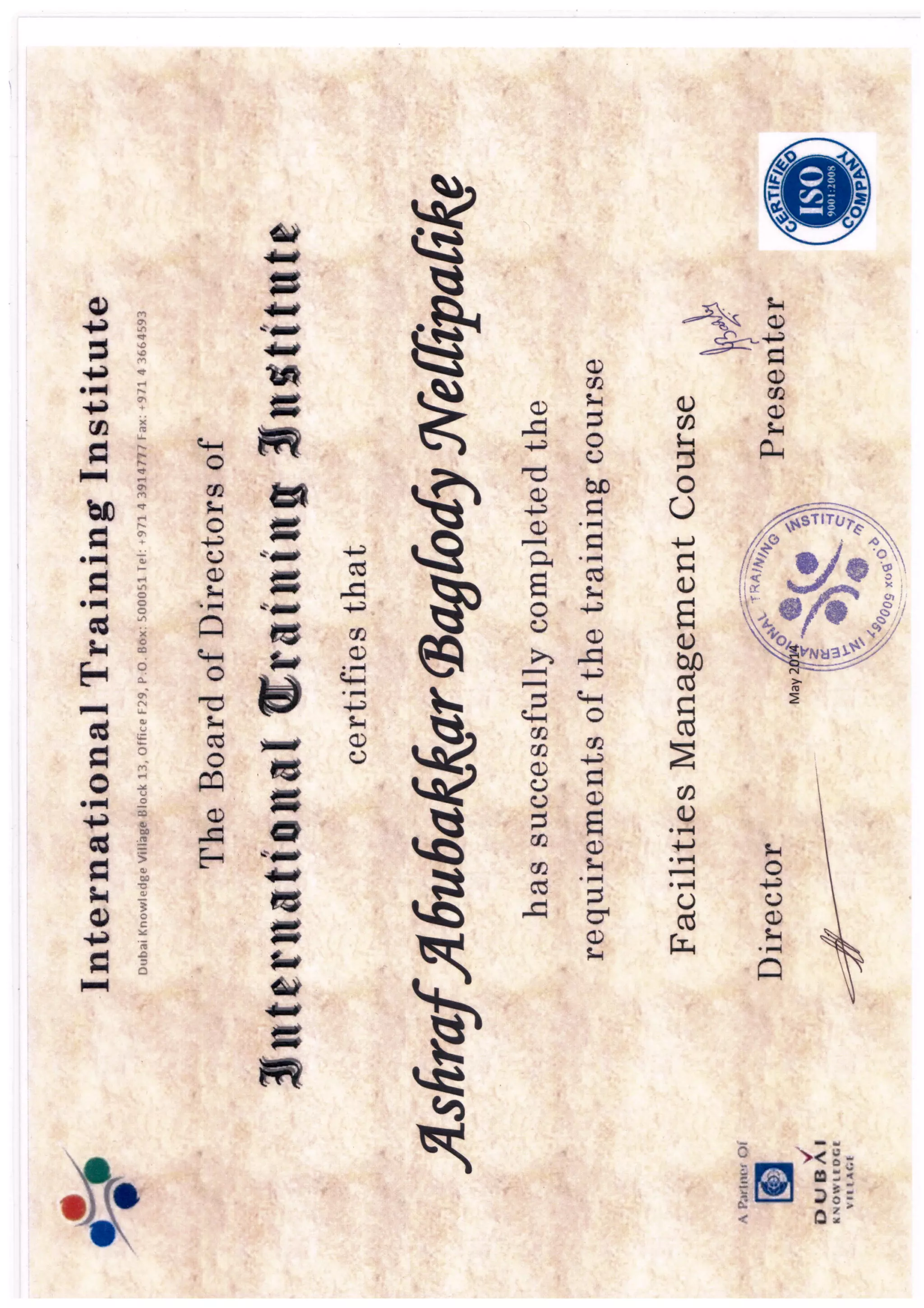Facility Management Course Certificate | PDF
