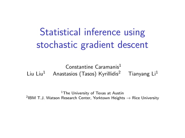 Statistical Inference Using Stochastic Gradient Descent | PPT