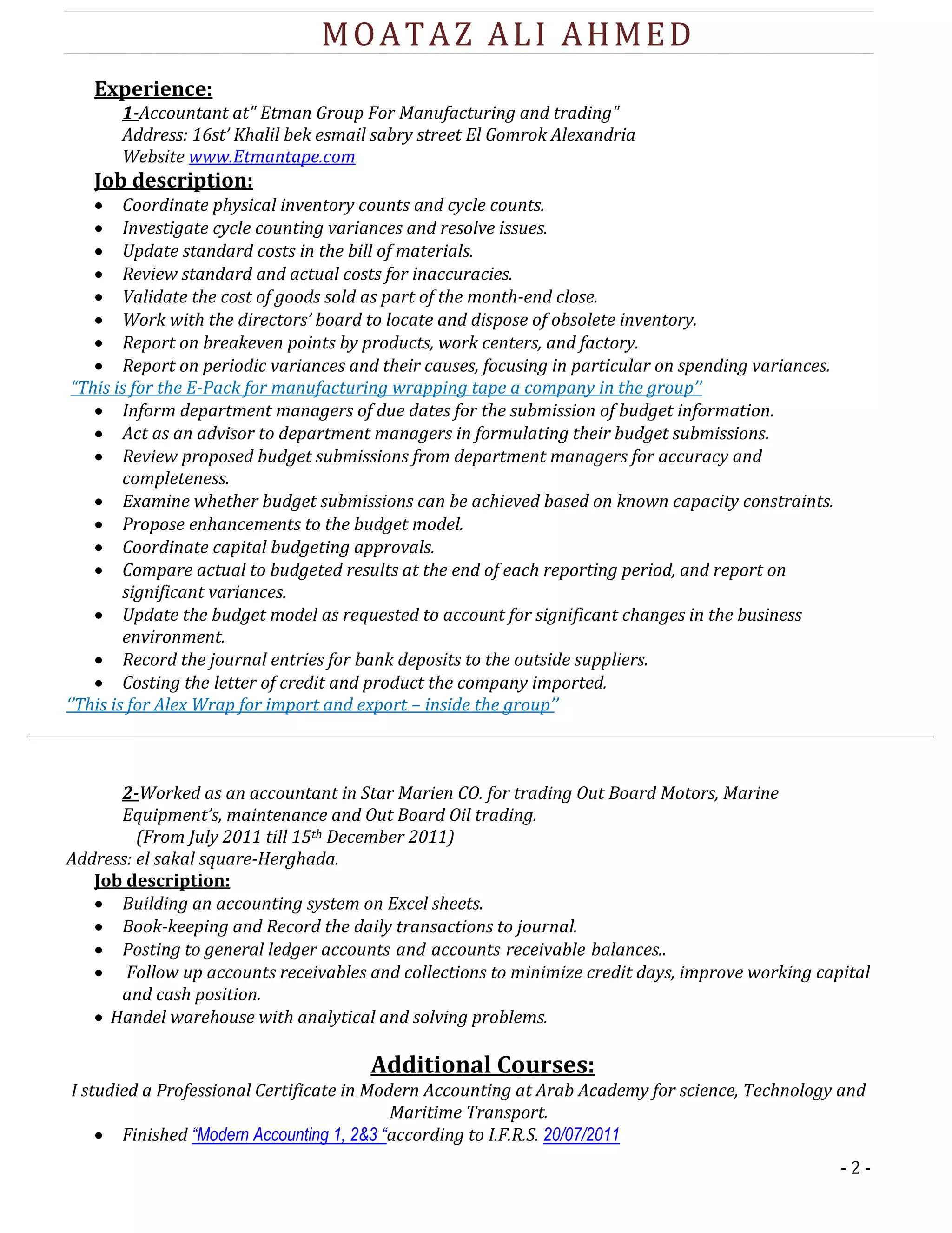 moataz ali ahmed CV | PDF