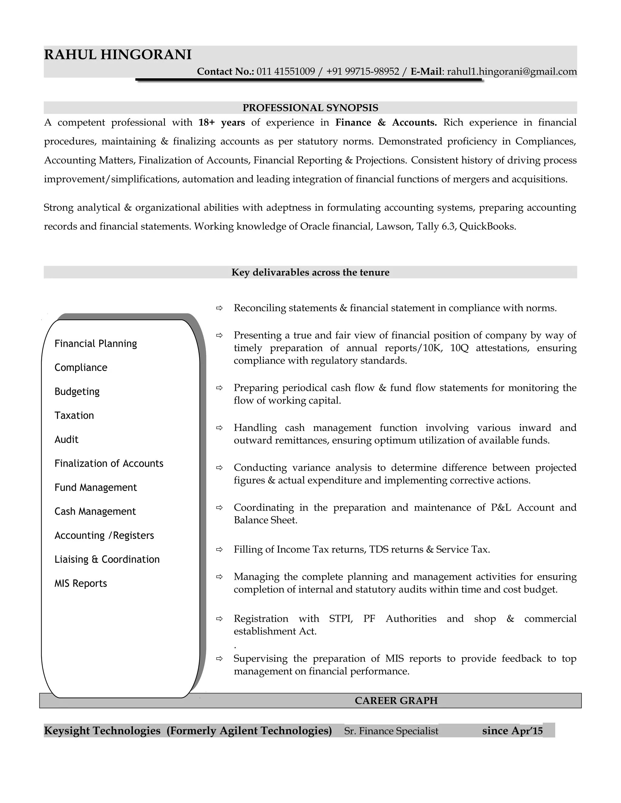 Resume Rahul 19Jan16 | PDF