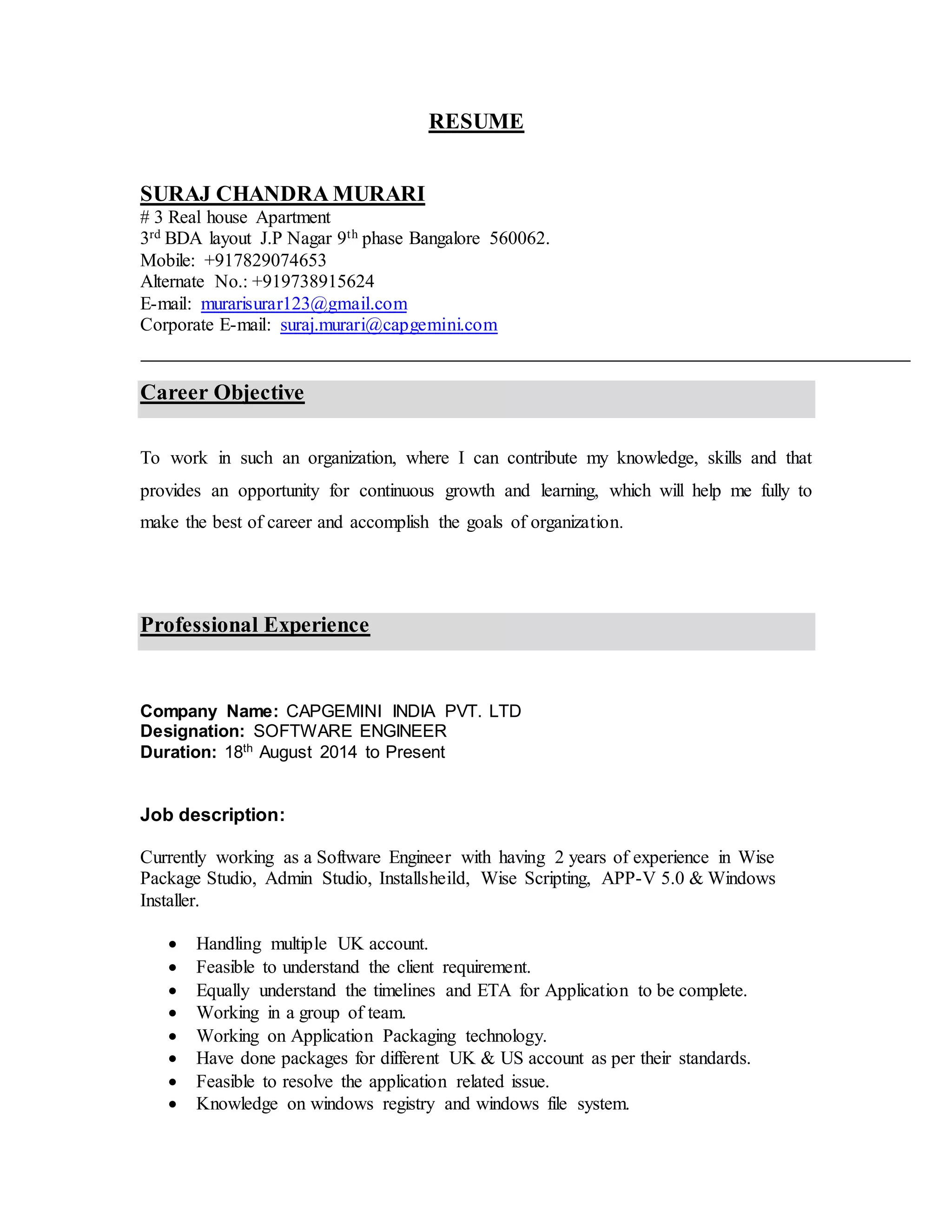 SURAJ resume | DOCX | Computer Software and Applications | Computing